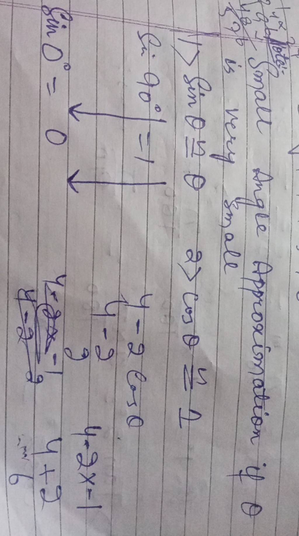 Small Angle Approximation If θ Is Very Small Sin0∘04−24−x2−1 42 Filo 5462