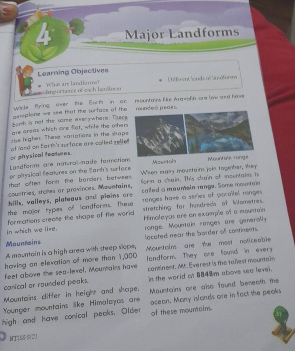 Major Land forms Learning Objectives - What are landforms? - Different ki..