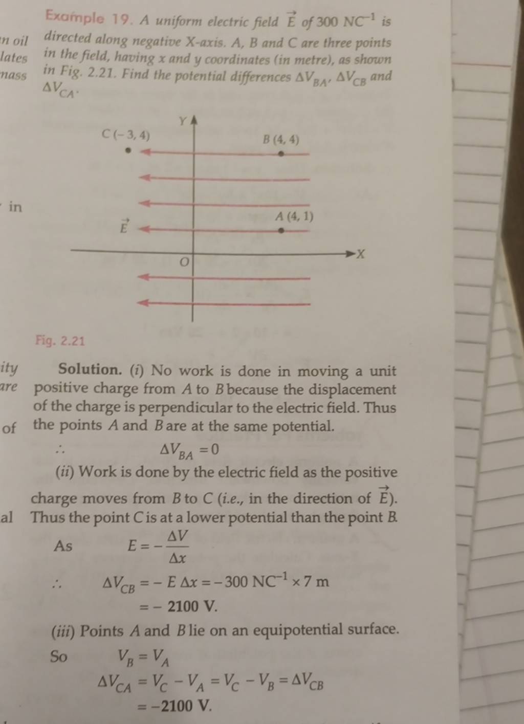 Example 19. A uniform electric field E of 300NC−1 is directed along negat..