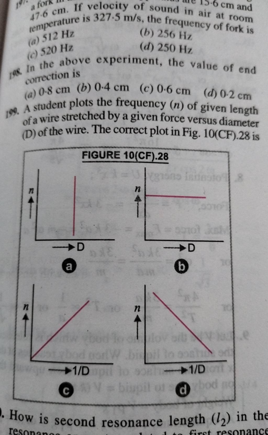 In the above experiment, the value of end correction is | Filo