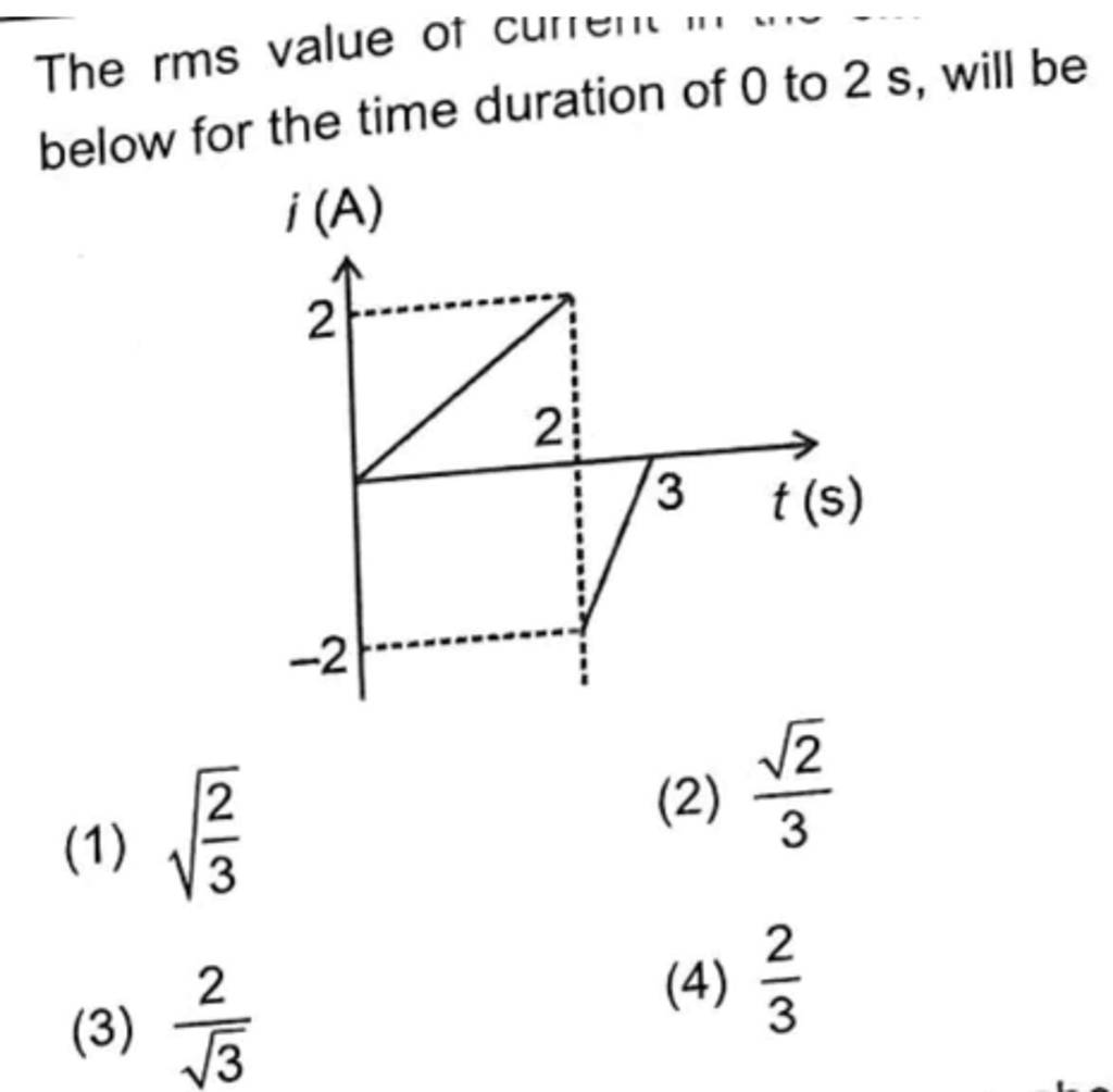 The rms value of curitil .'... below for the time duration of 0 to 2 s, w..