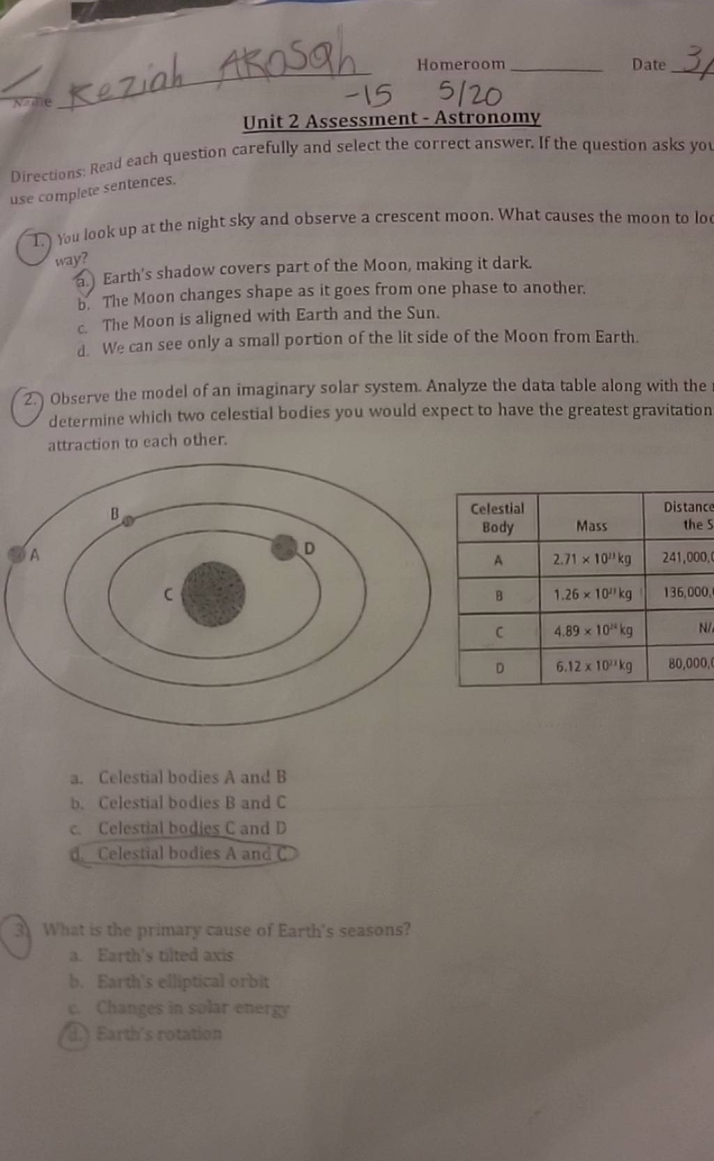 Solar System Datatable
