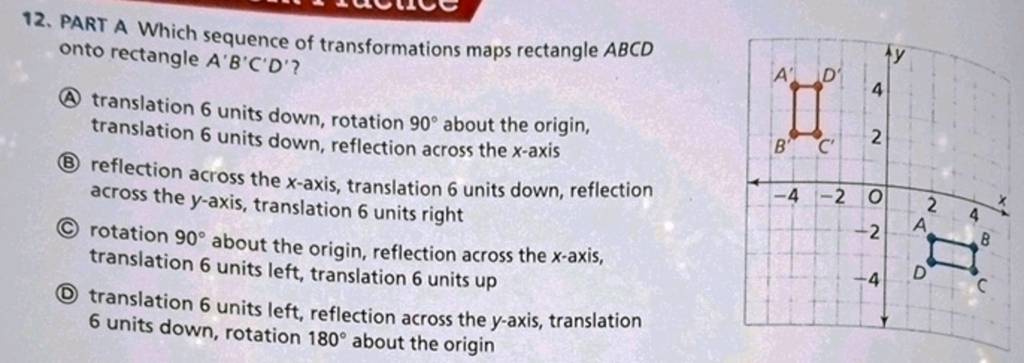 Part A Which Sequence Of Transformations Maps Rectangle Abcd Onto Rectang