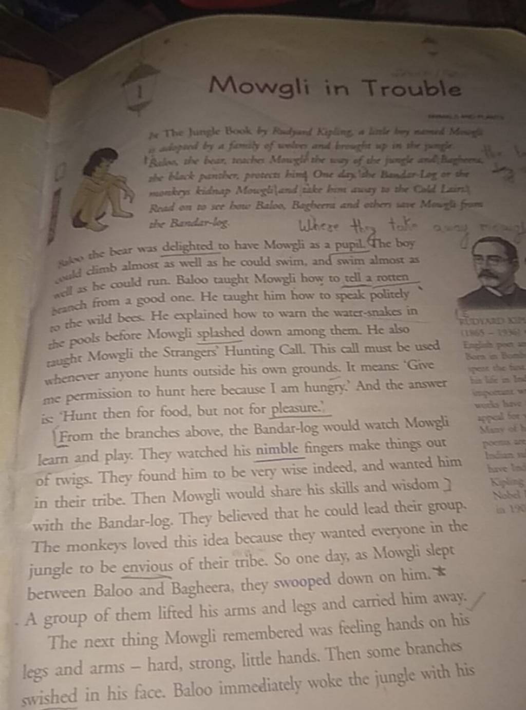 Mowgli in Trouble the Bardar-igs. Whese thr tokn Whow the bear was delimb..