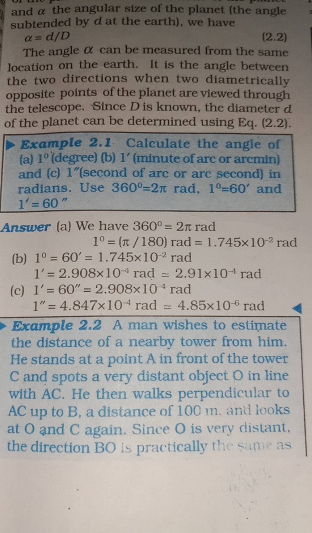 And α The Angular Size Of The Planet The Angle Subtended By D At The Ear