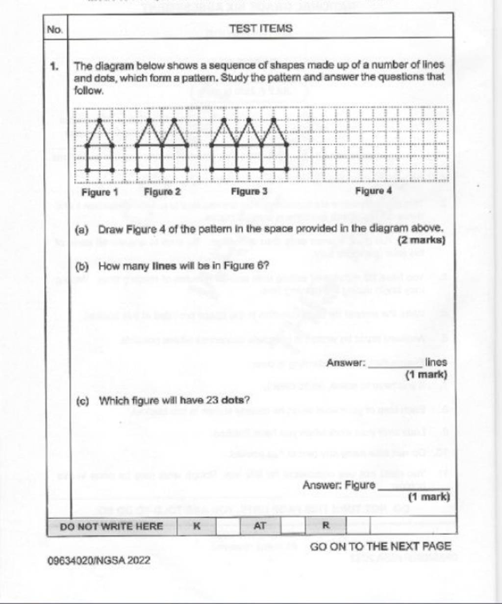 No Test Itemsthe Diagram Below Shows A Sequence Of Shapes Made Up Of A Nu