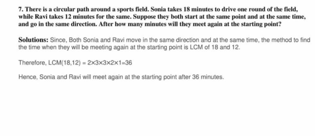 7. There is a circular path around a sports field. Sonia takes 18 minutes..