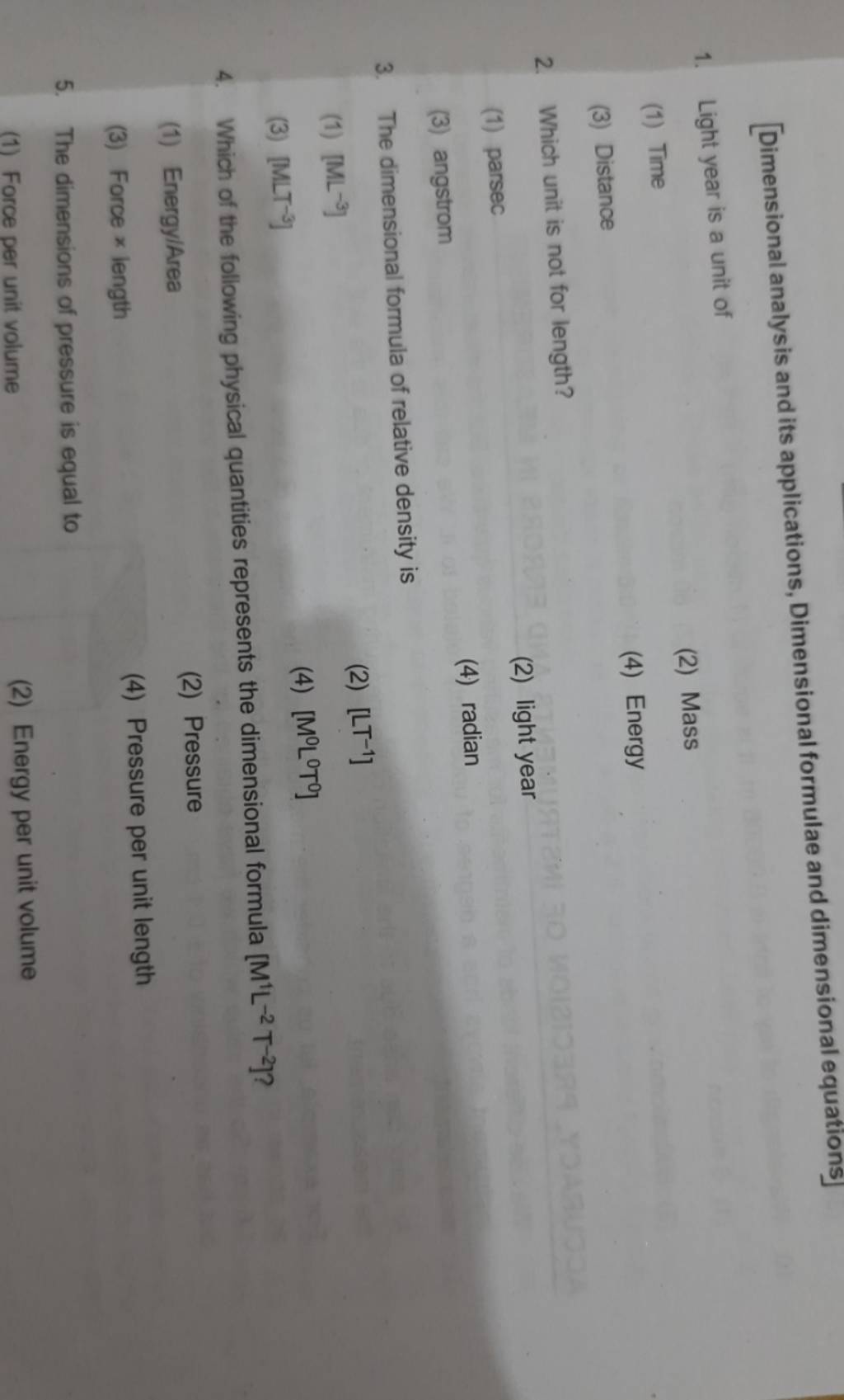 [Dimensional analysis and its applications, Dimensional formulae and dime..