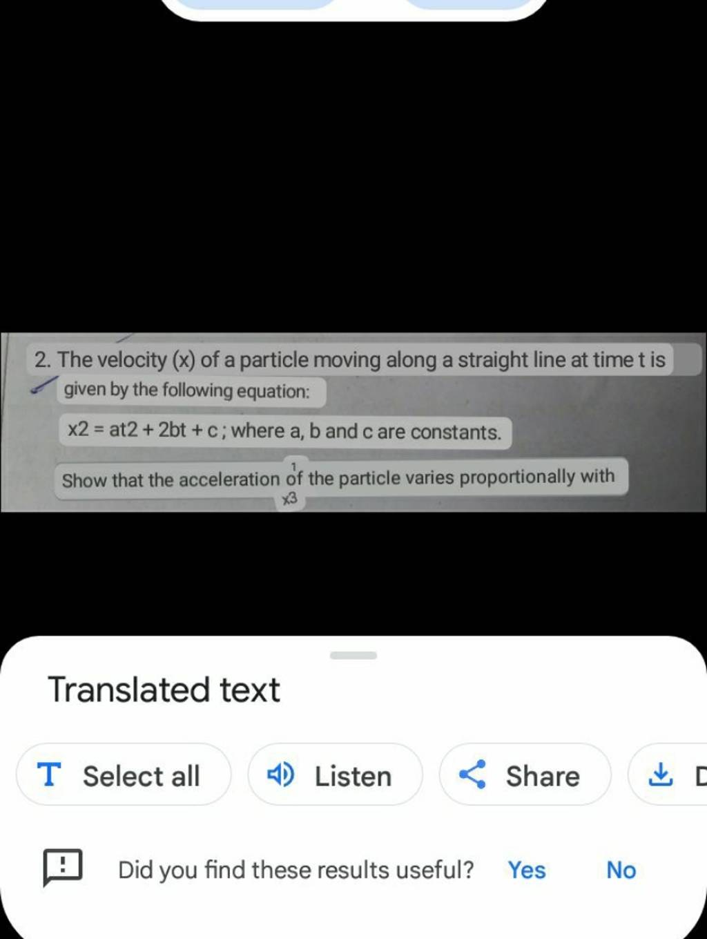 2 The Velocity X Of A Particle Moving Along A Straight Line At Time