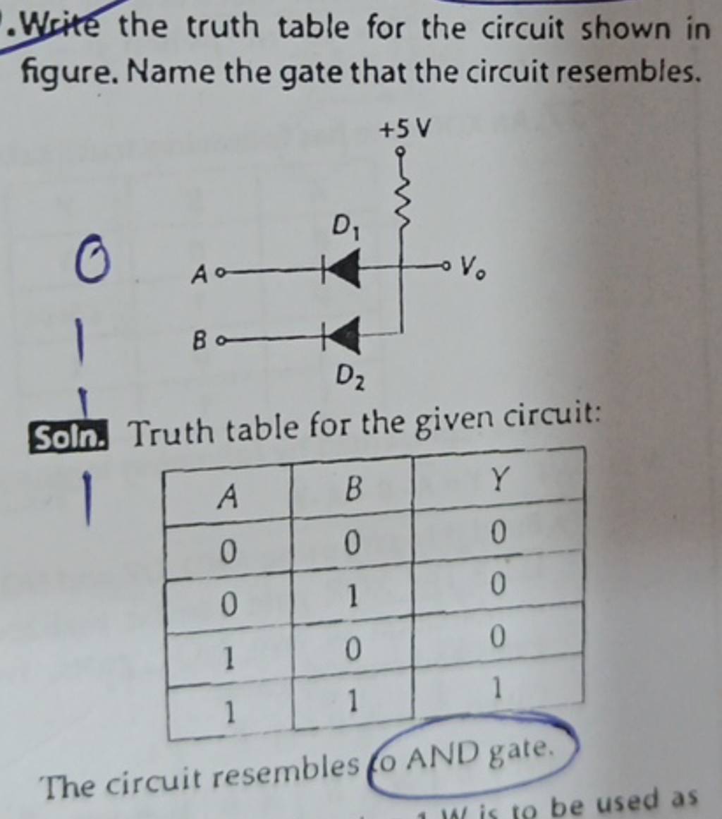 - Write the truth table for the circuit shown in figure. Name the gate th..