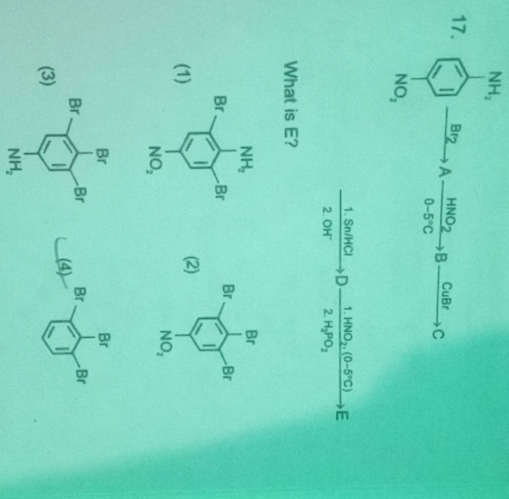 2.OH− 1. Sn/HCl D2.HNO2 ⋅(0−5∘C)2HO2 E What is E? | Filo
