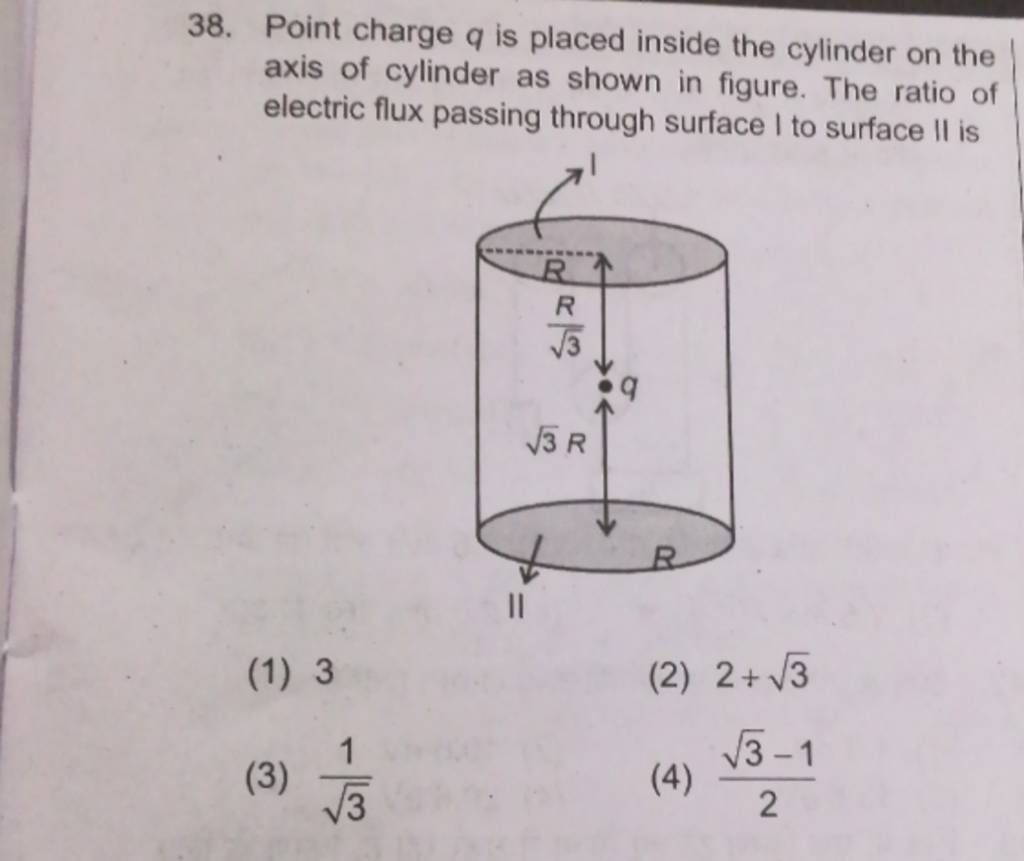 Point charge q is placed inside the cylinder on the axis of cylinder as s..