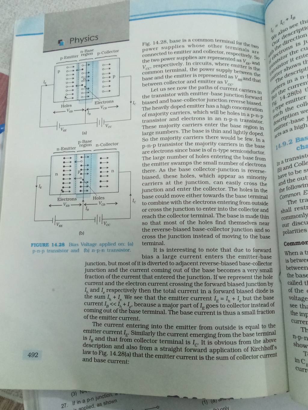 Fig. 14.28, base is a common terminal for the two power supplies whose ot..