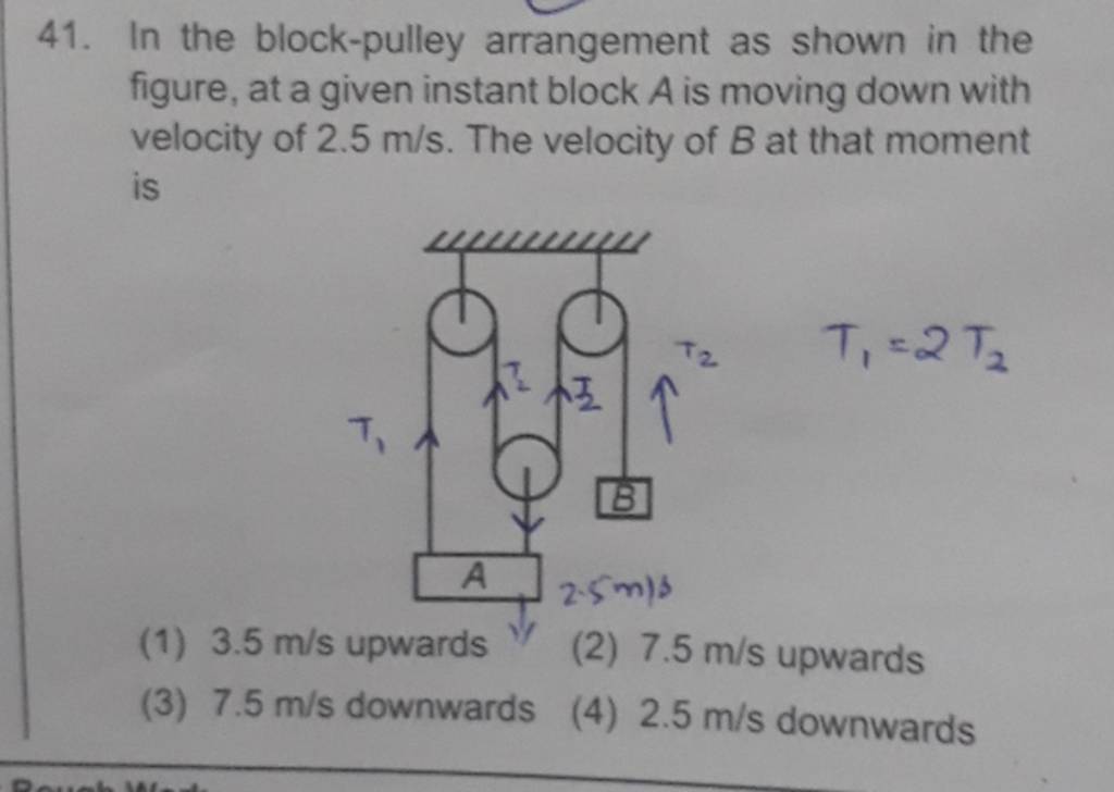In the block-pulley arrangement as shown in the figure, at a given instan.. In the block-pulley arrangement as shown in the figure, at a given instan..