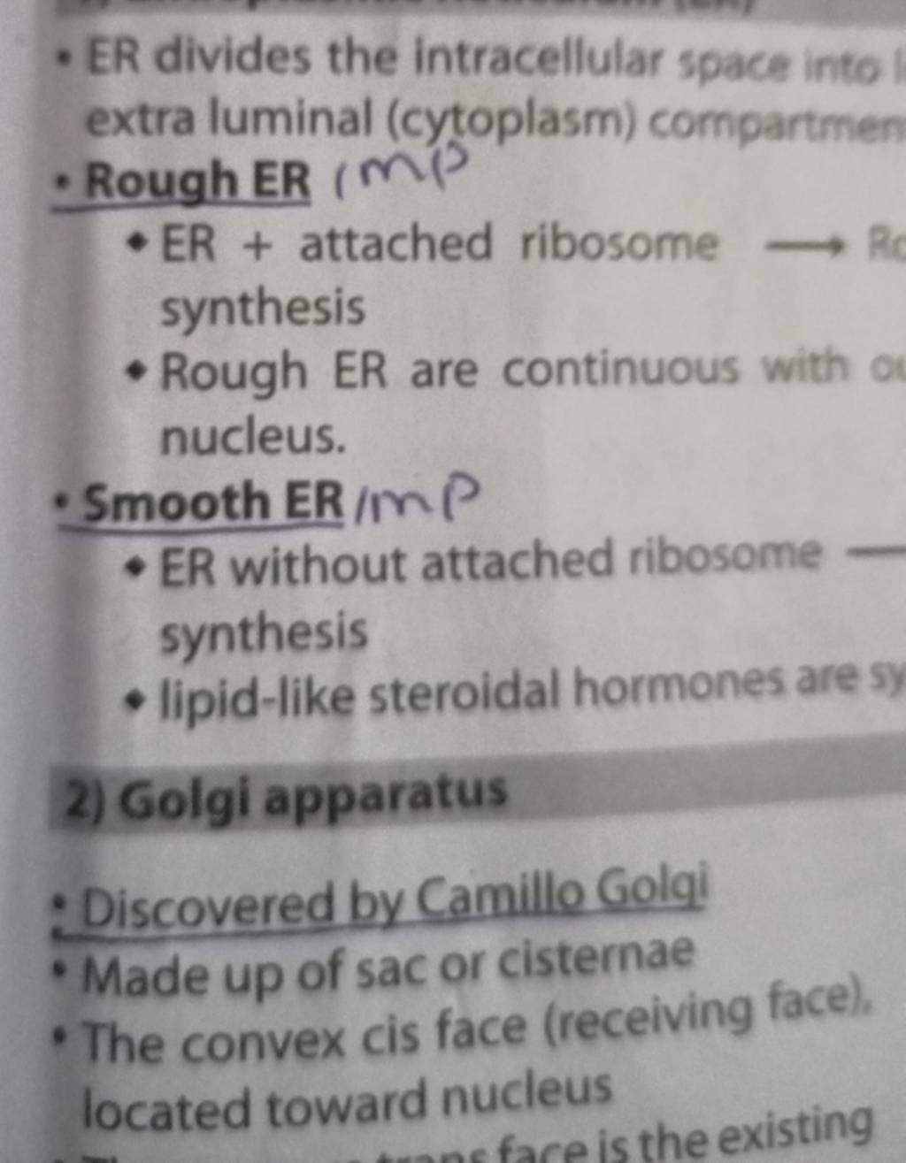 - ER divides the intracellular space into extra luminal (cytoplasm) compa..