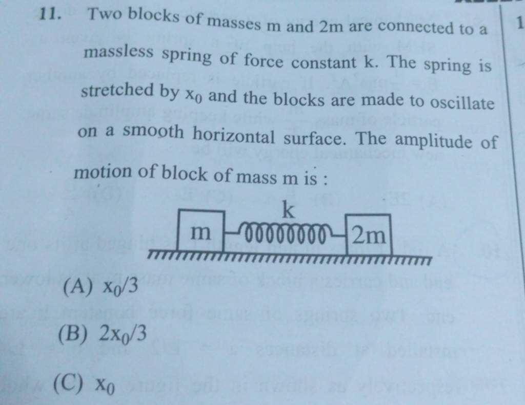 11 Two Blocks Of Masses M And 2 M Are Connected To A Massless Spring Of