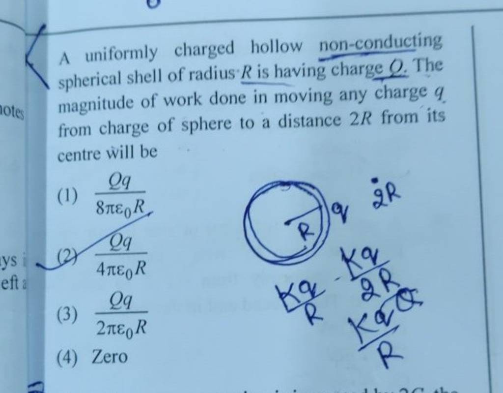 A uniformly charged hollow non-conducting spherical shell of radius R is
