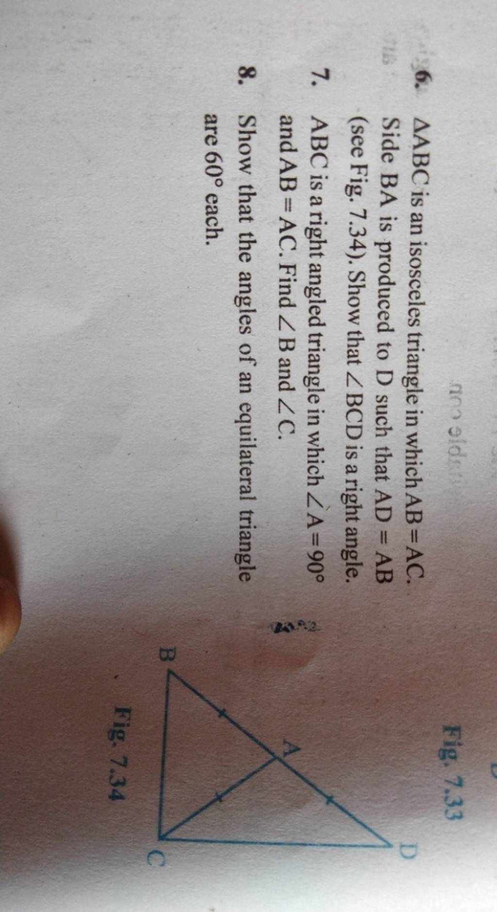 ano oldsit Fig. 7.33 6. ABC is an isosceles triangle in which AB=AC. Sid.. ano oldsit Fig. 7.33 6. ABC is an isosceles triangle in which AB=AC. Sid..