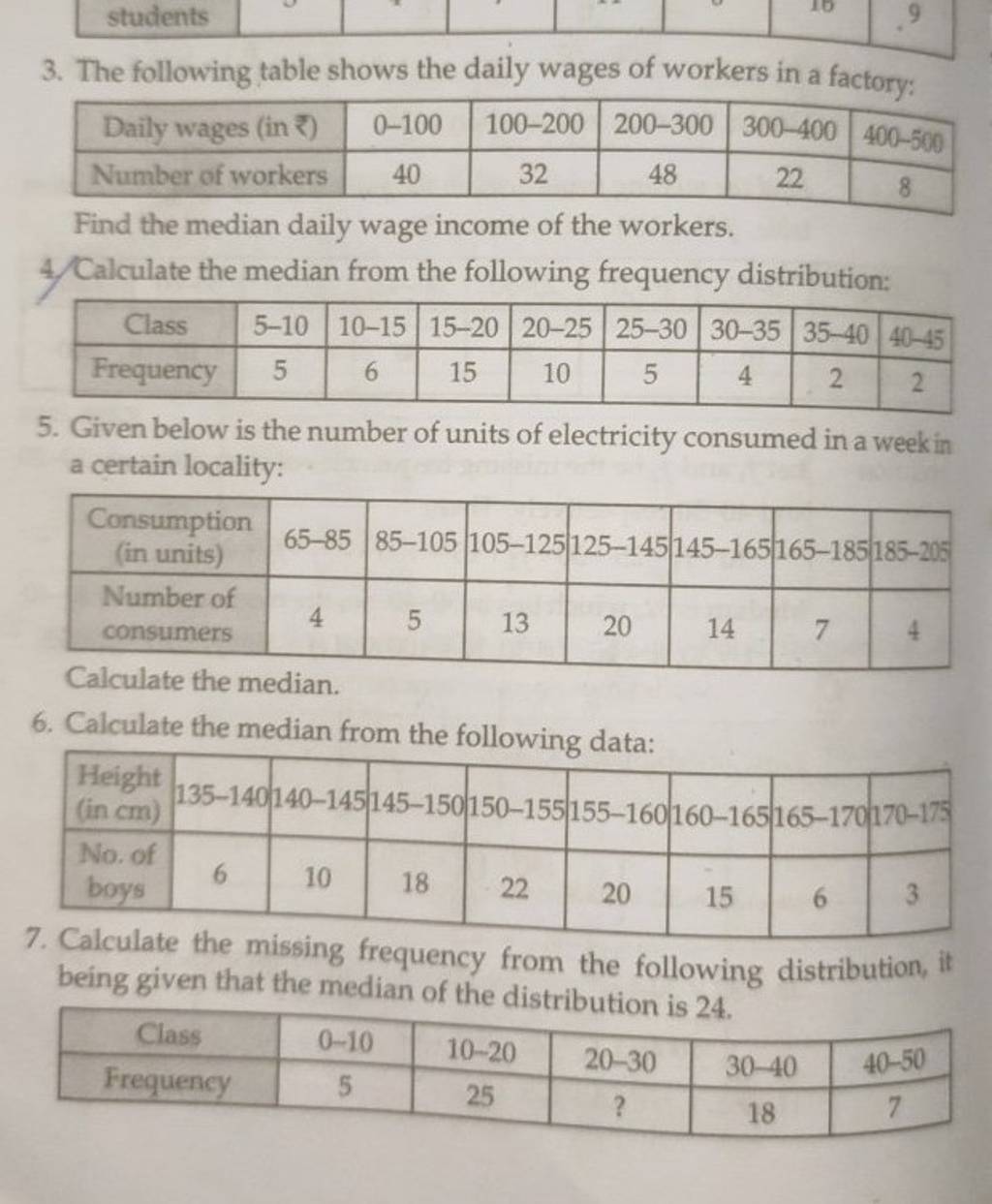 3. The following table shows the daily wages of workers in a factory: Dai..