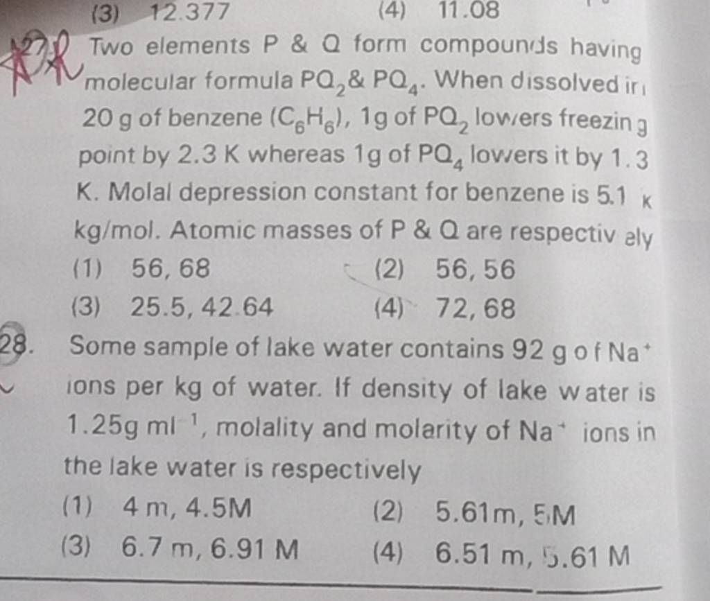 Two elements P \& Q form compounds having molecular formula PO2 &PO4 . W..