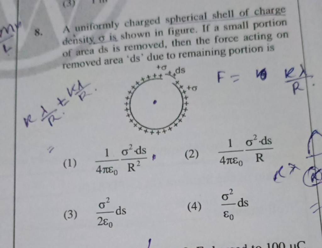 A uniformly charged spherical shell of charge density. σ is shown in figu..
