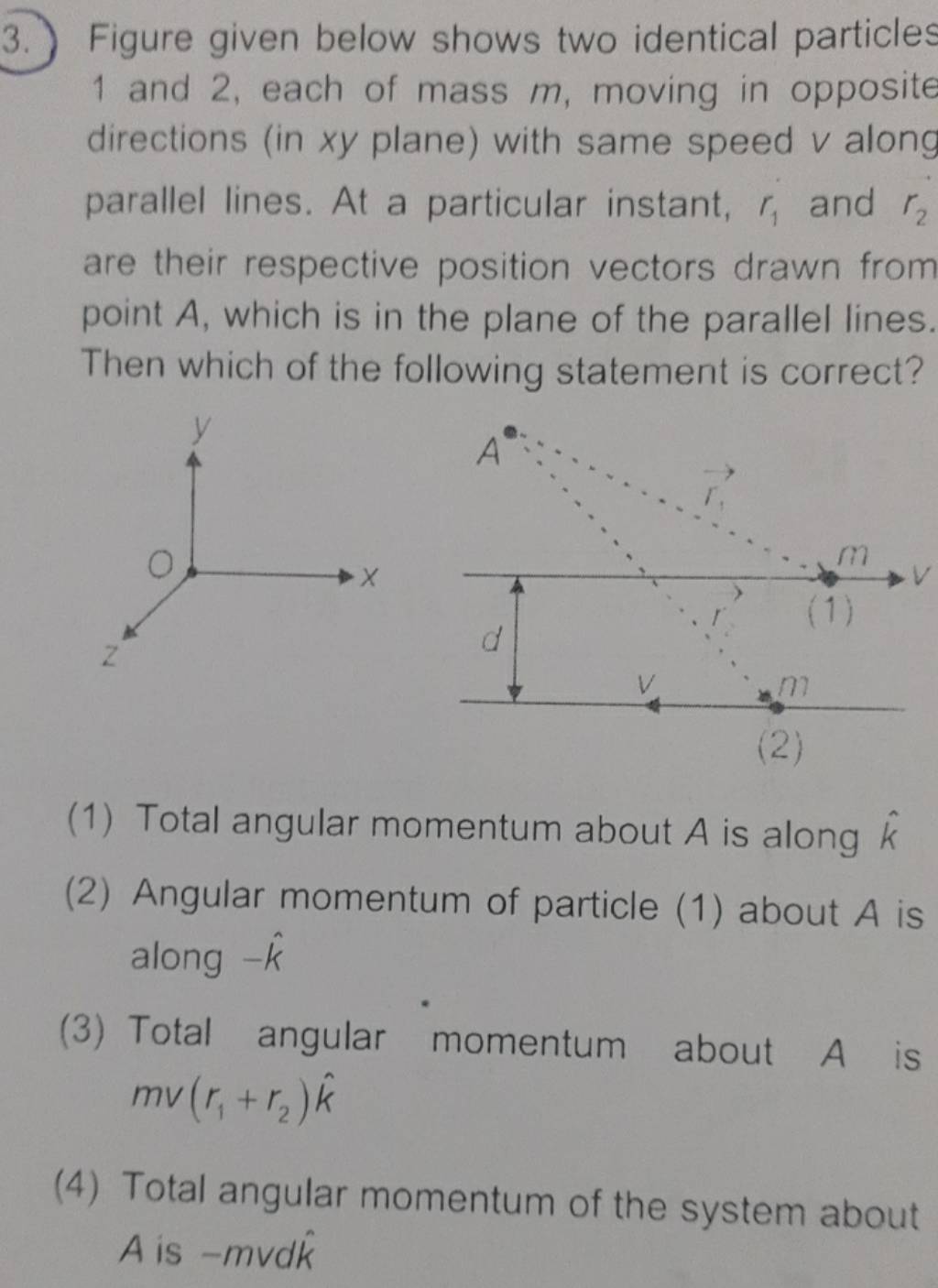 Figure given below shows two identical particles 1 and 2 , each of mass