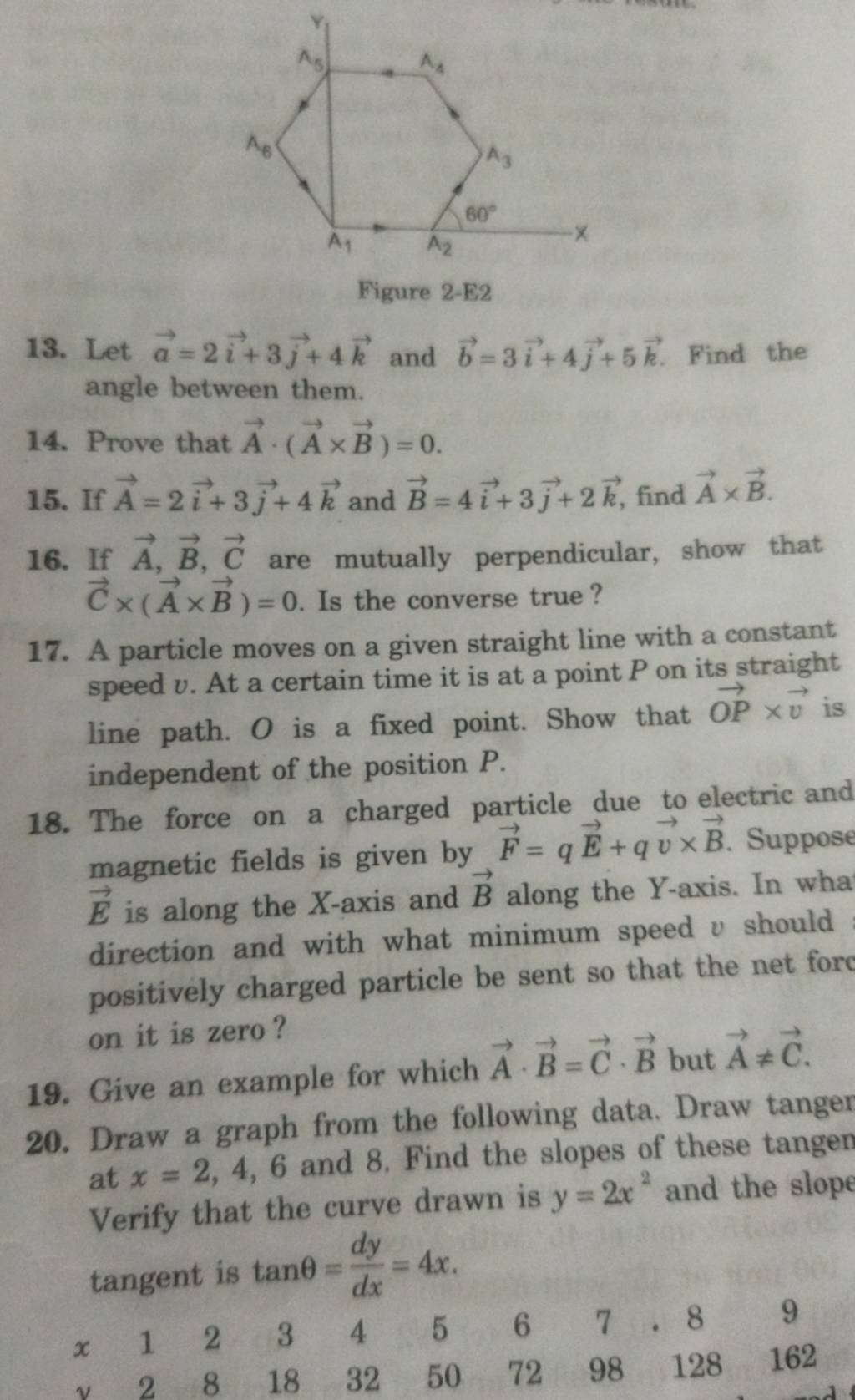 Figure 2-E2 13. Let a=2i+3j +4k and b=3i+4j +5k. Find the angle between t..