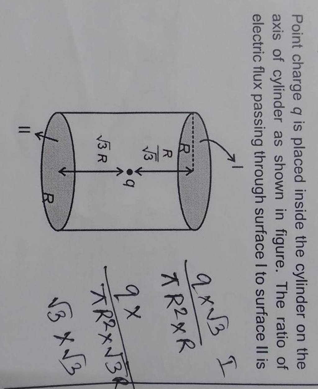 Point charge q is placed inside the cylinder on the axis of cylinder as s..