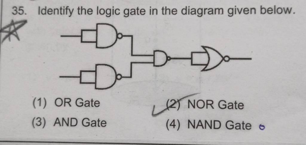 Identify the logic gate in the diagram given below. | Filo