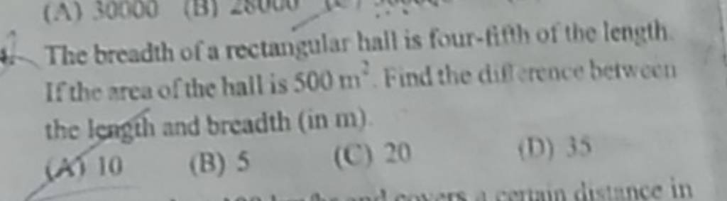 The breadth of a rectangular hall is four-tith of the length If the area
