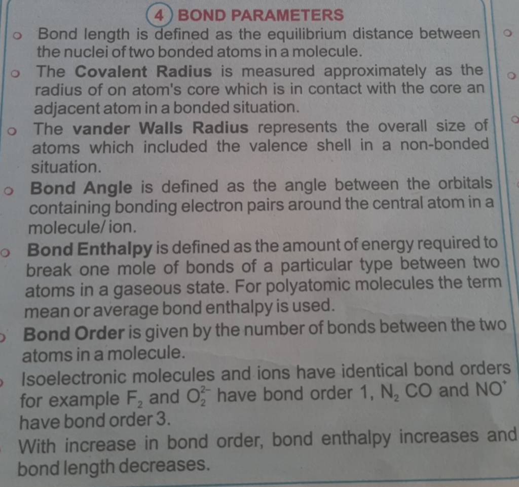 Bond length is defined as the equilibrium distance between the nuclei of
