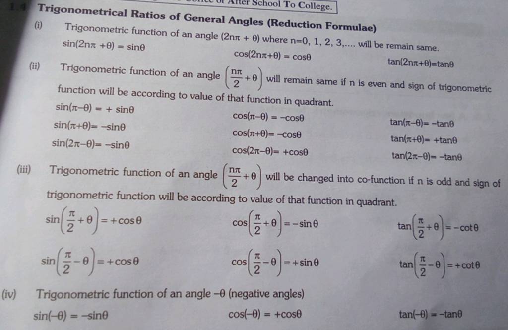 1 4 Trigonometrical Ratios Of General Angles Reduction Formulae I Tri