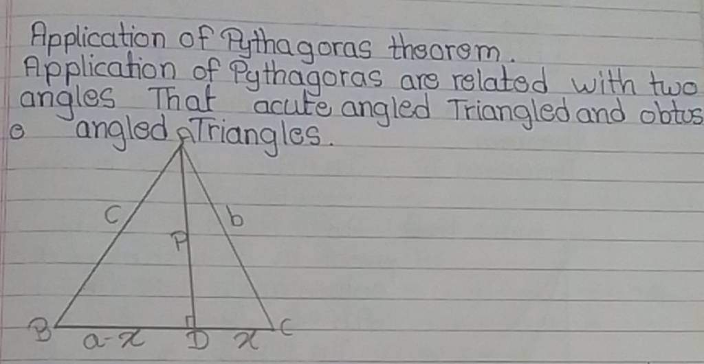 Application of Pythagoras theorem. Application of Pythagoras are related