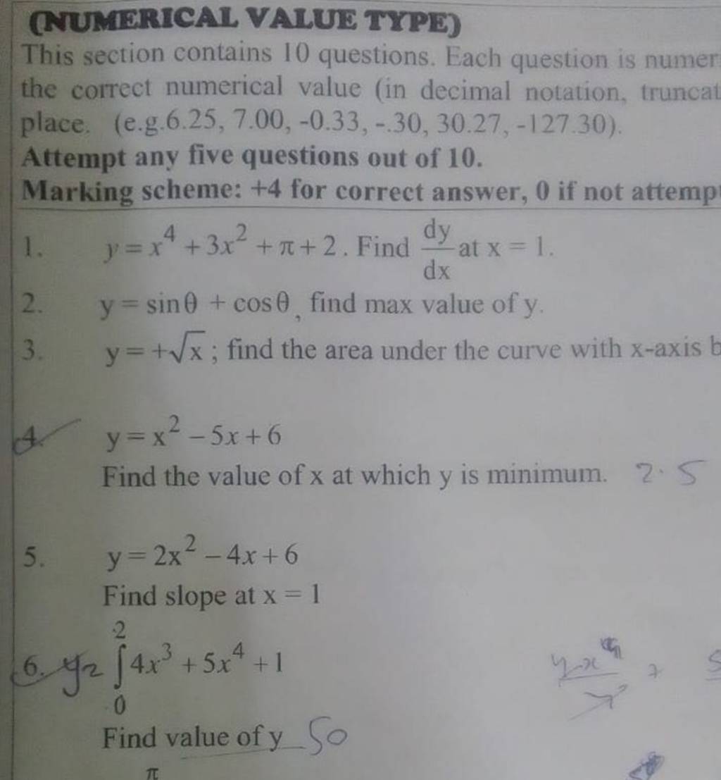 Numerical Value Type This Section Contains 10 Questions Each Question