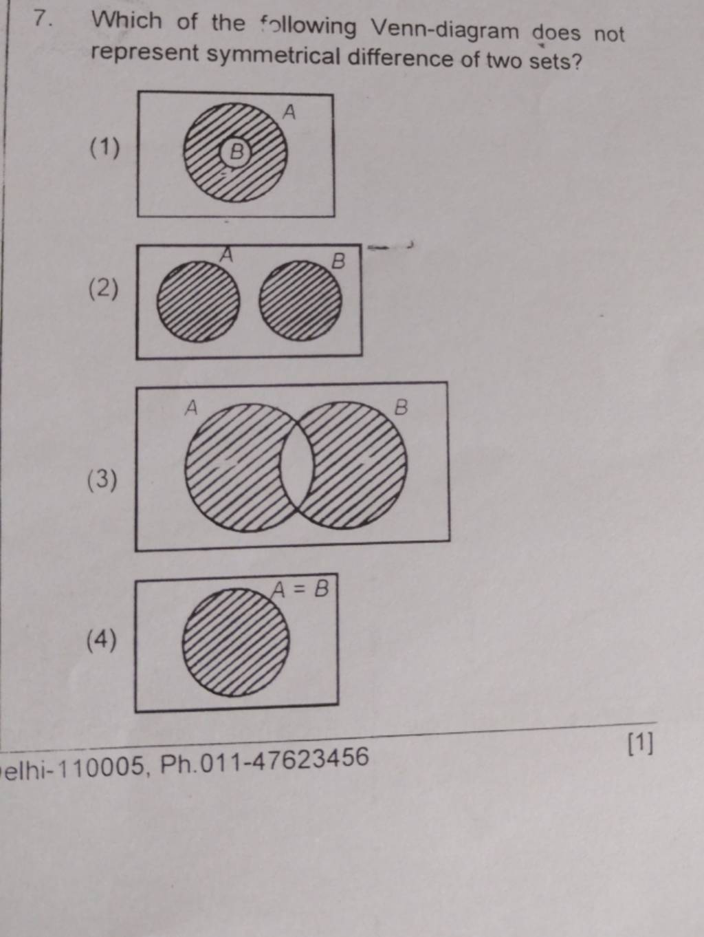 Which of the following Venn-diagram does not represent symmetrical differ..