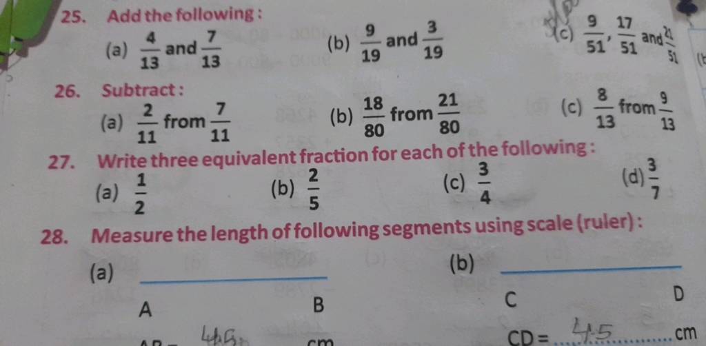 Measure the length of following segments using scale (ruler): | Filo