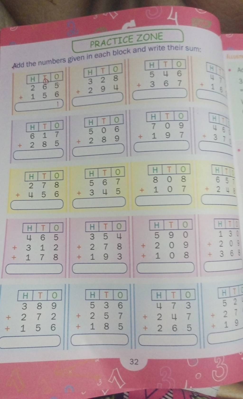 Add the numbers given in each block and write their sum: H2+1 Φ65 056 H.. Add the numbers given in each block and write their sum: H2+1 Φ65 056 H..