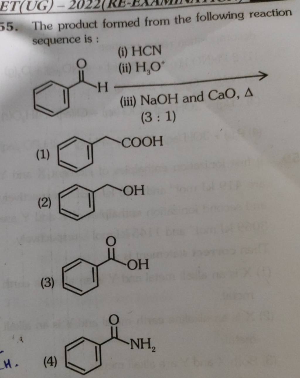 55. The product formed from the following reaction sequence is : (i) HCN