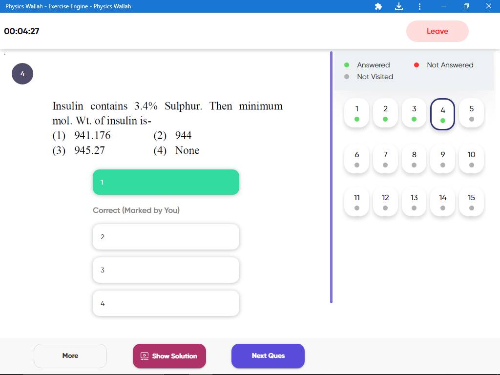 Physics Wallah - Exercise Engine - Physics Wallah 00:04:27 Leave - Answer..