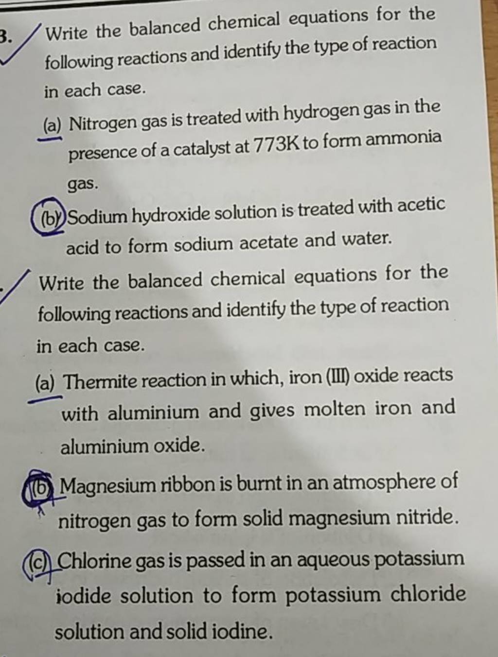 3 Write The Balanced Chemical Equations For The Following Reactions And 3 Write The Balanced Chemical Equations For The Following Reactions And