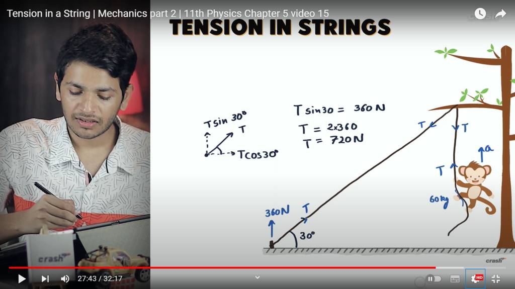 Tension in a String | Mechanics part 2 | 11th Physics Chapter 5 video 15