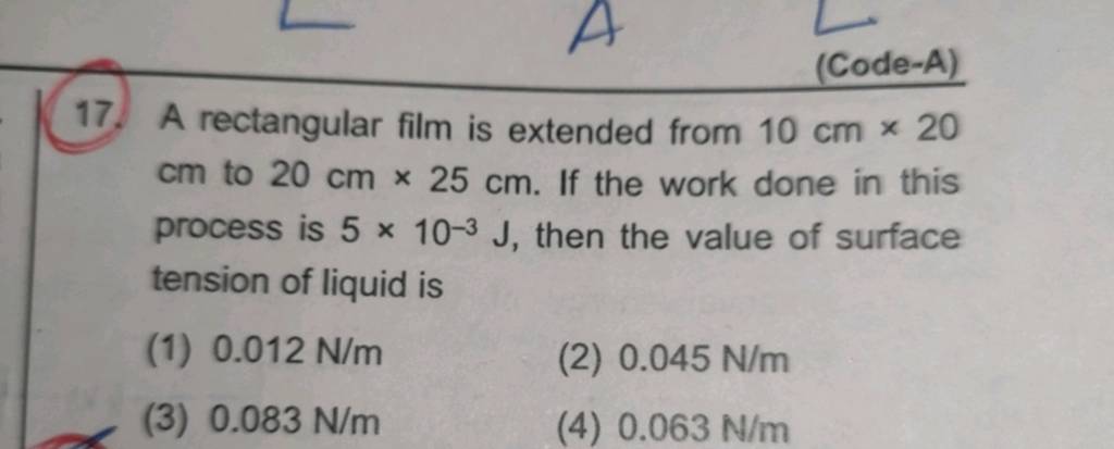 A rectangular film is extended from 10 cm×20 cm to 20 cm×25 cm. If the wo..