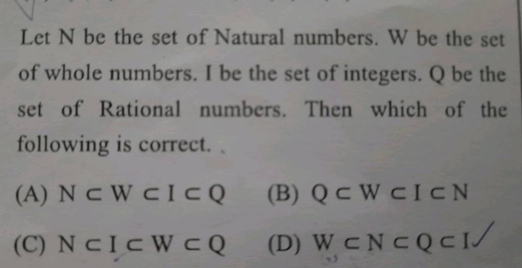 Let N Be The Set Of Natural Numbers W Be The Set Of Whole Numbers I Be