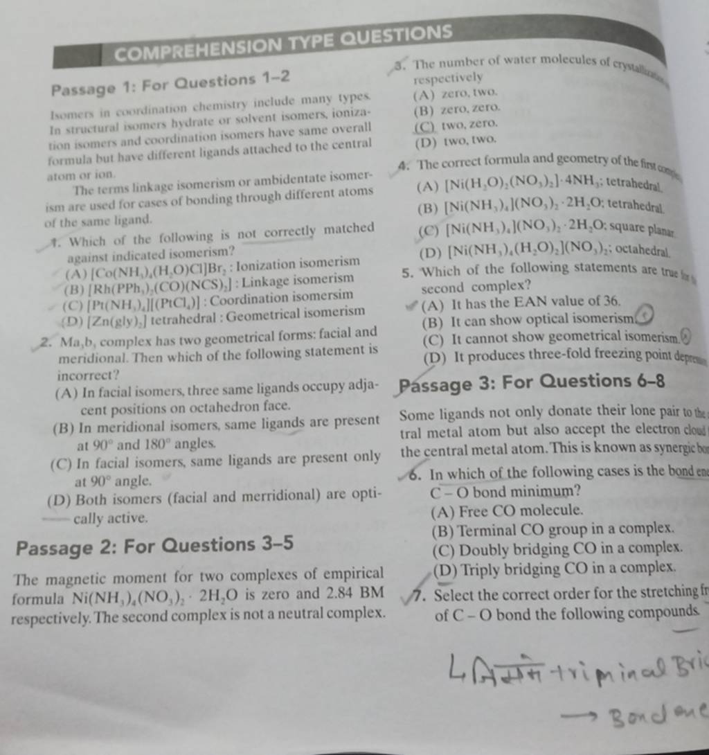 COMPREHENSION TYPE QUESTIONS Passage 1: For Questions 1-2 3. The number o..