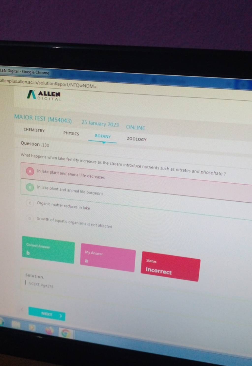 LEN Digital - Google Chrome allenplus.allen.ac.in/solutionReport/NTQwNDM