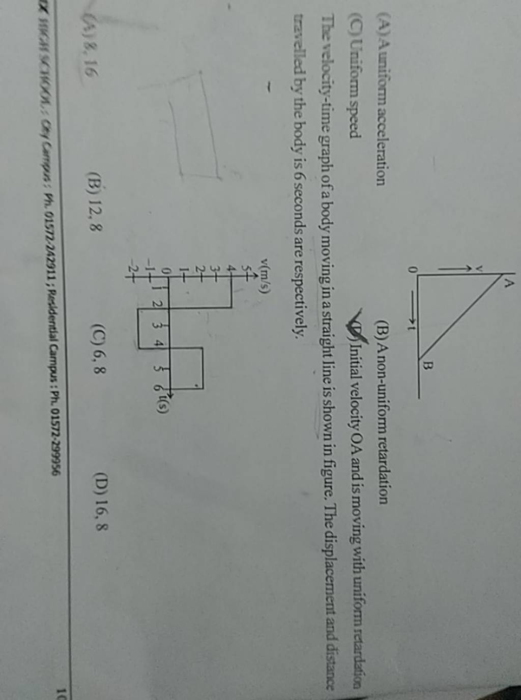 The Velocity Time Graph Of A Body Moving In A Straight Line Is Shown In F