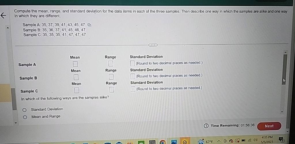 Compute The Mean Range And Standard Deviation For The Dala Ilems In Eac