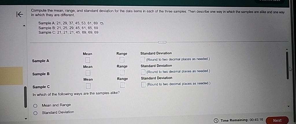 Compute The Mean Range And Standard Deviation For The Data Ilems In Eac 