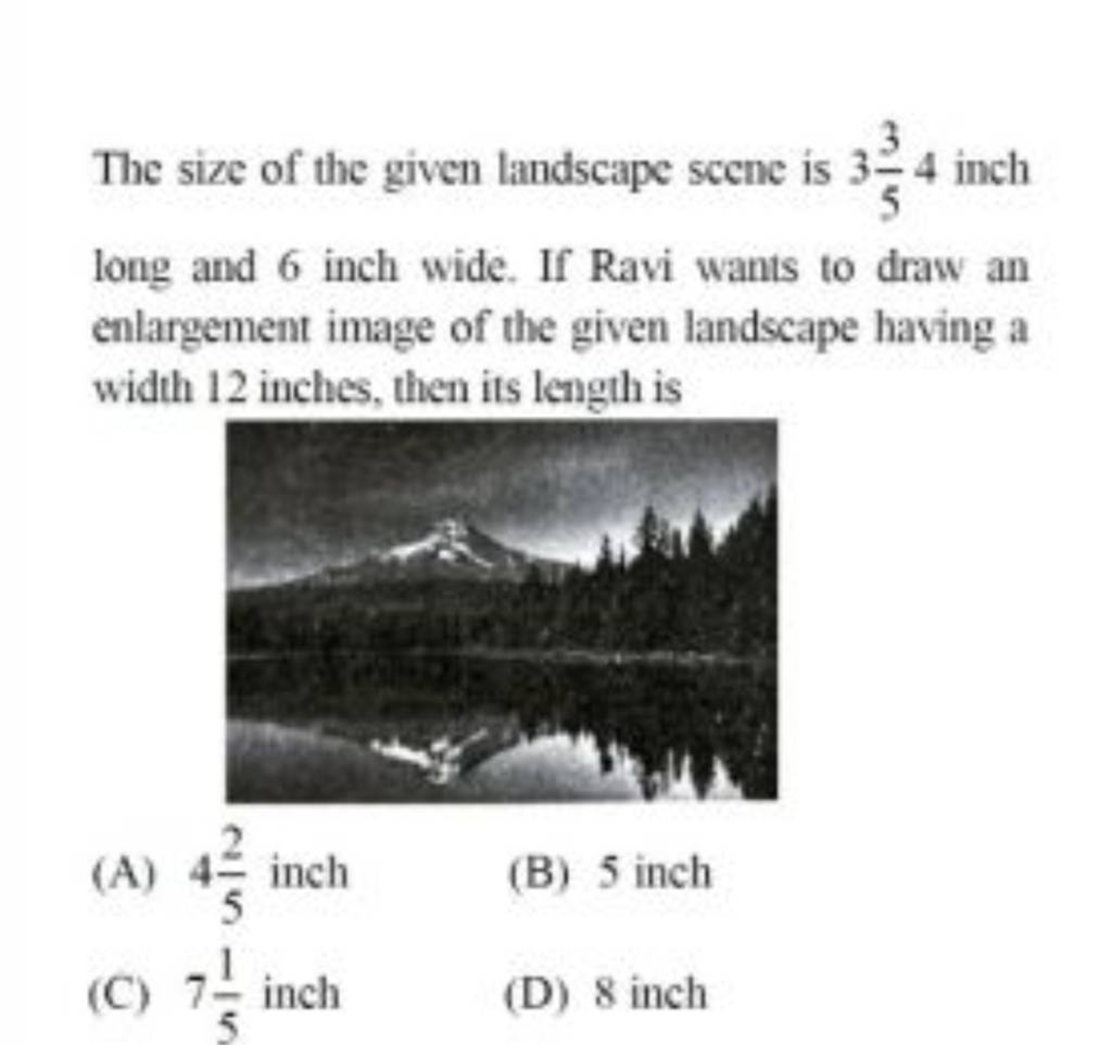 The size of the given landscape scene is 353 4 inch long and 6 inch wide...