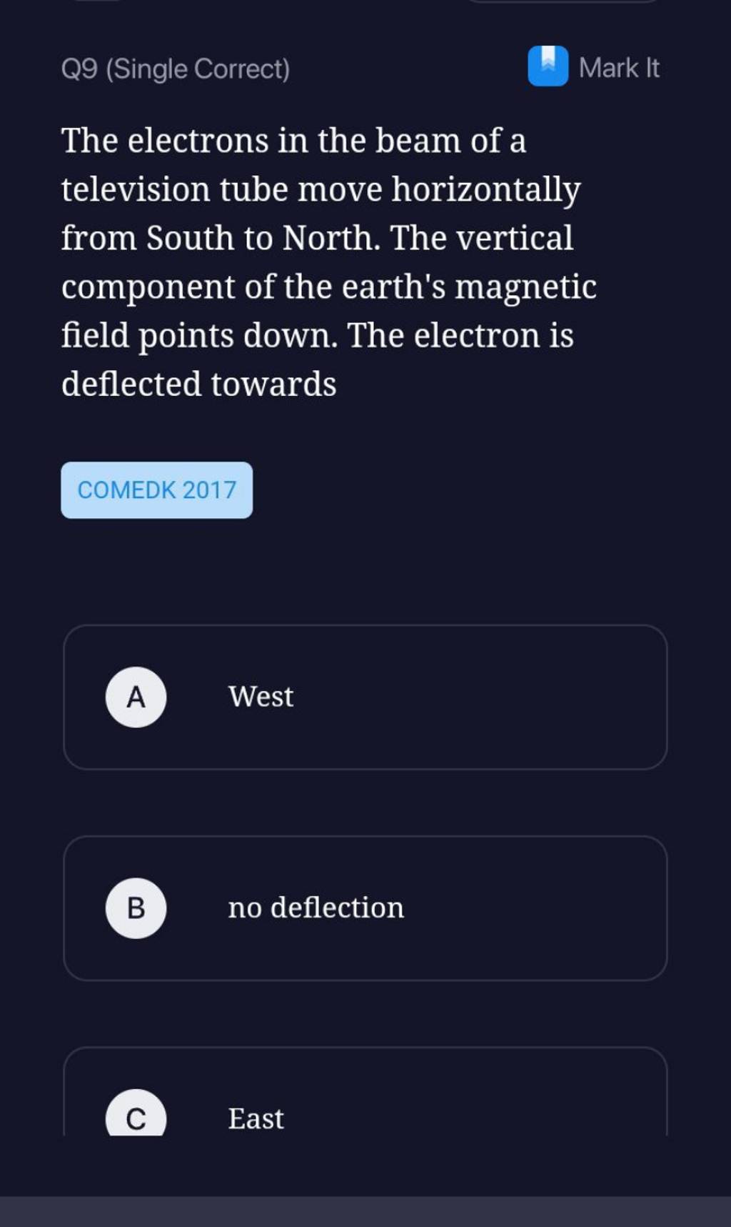 The electrons in the beam of a television tube move horizontally from Sou..